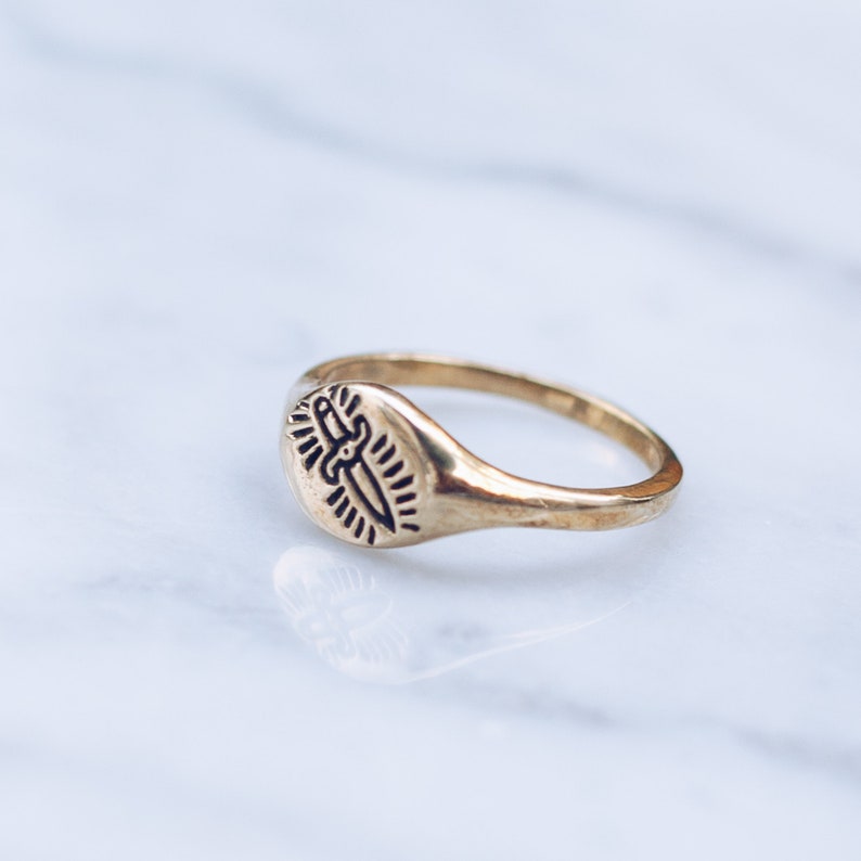 Mini Brass Knife Ring Engraved Dagger Jewelry Pinky Ring - Etsy