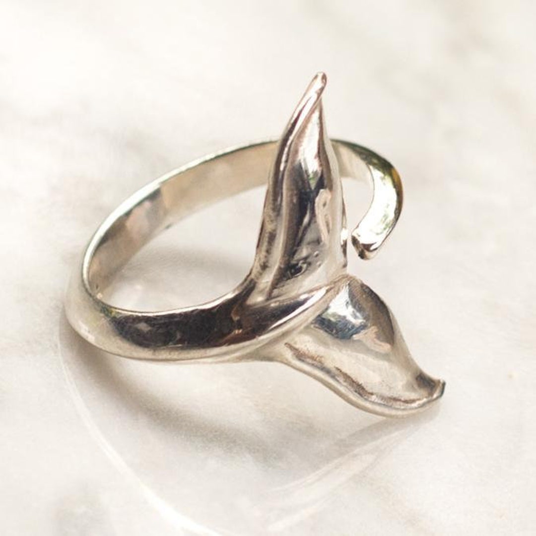 Silver Whale Tail Ring | Whale Ring for Women Men, Marine Life Ring ...