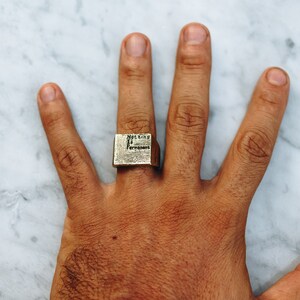 Nothing is Permanent Brass Ring for Men and Women Square Flat Top Ring With Words, Esoteric ...