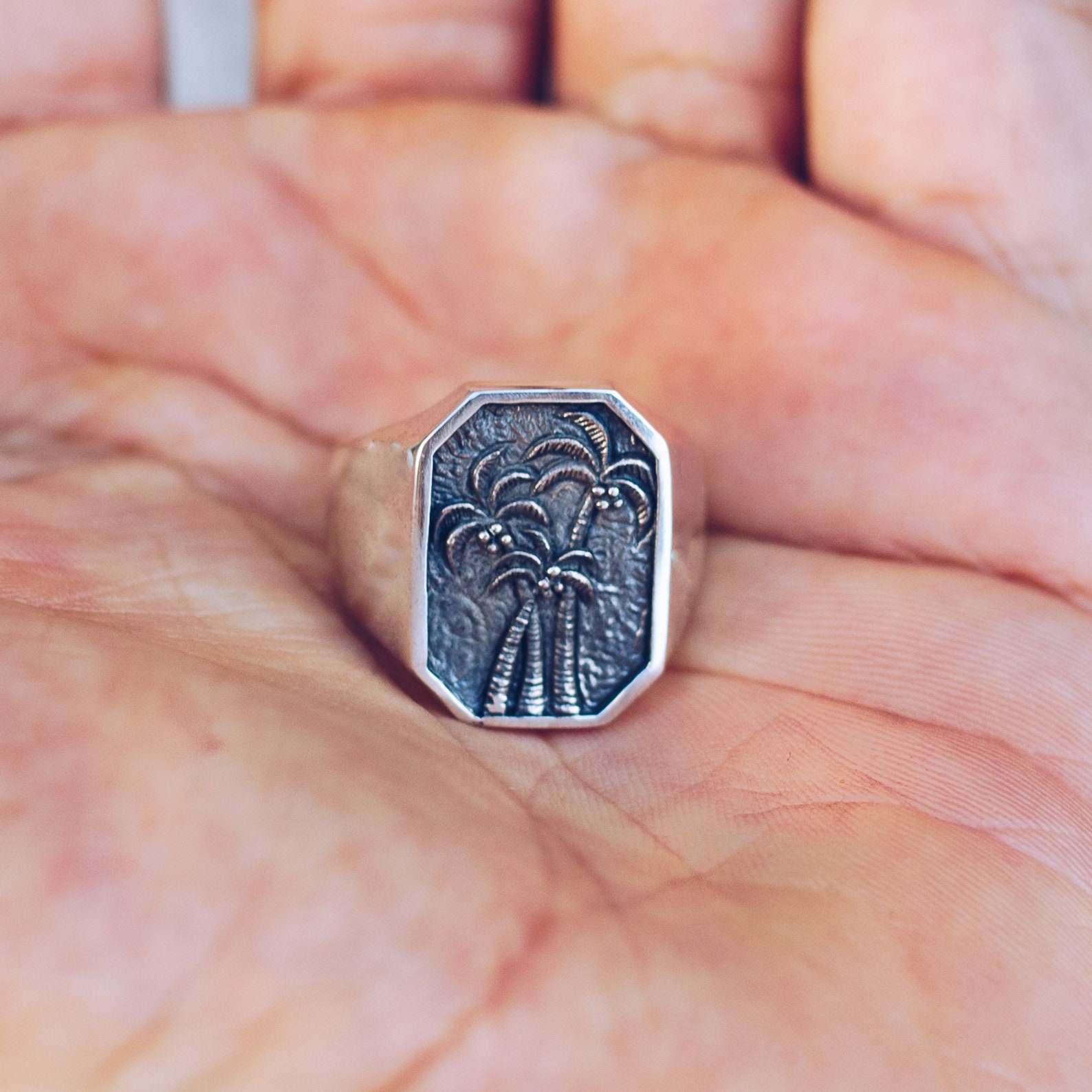 Palm Tree Ring Tropical Beach Jewelry Sterling Silver Ring - Etsy