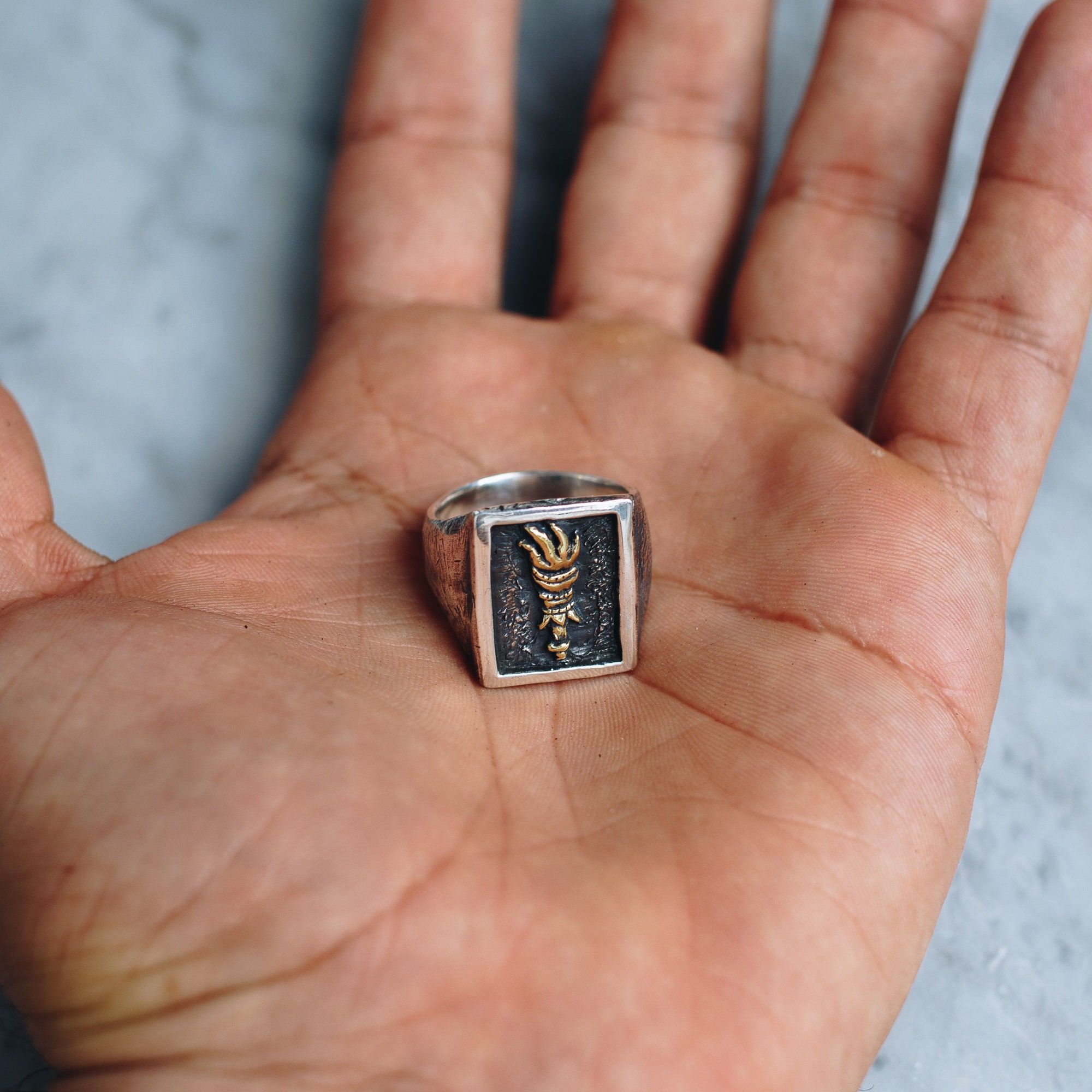 Enlightenment Torch Ring Sterling Silver and Brass Vintage - Etsy