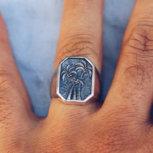 Palm Tree Ring | Tropical Beach Jewelry, Sterling Silver Ring Man or ...