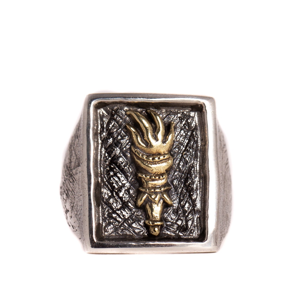 Enlightenment Torch Ring Sterling Silver and Brass Vintage - Etsy