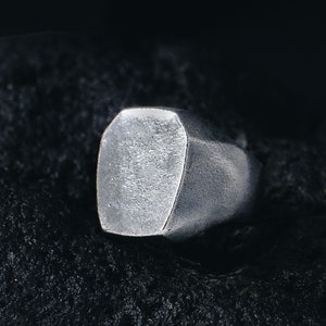 Squared Flat Top Silver Ring for Men, Women, Pinky Rings, Mens Vintage ...