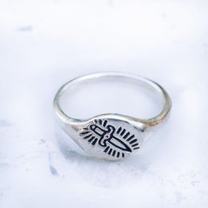 Mini Silver Knife Ring | Engraved Dagger Jewelry, Pinky Ring, Round ...
