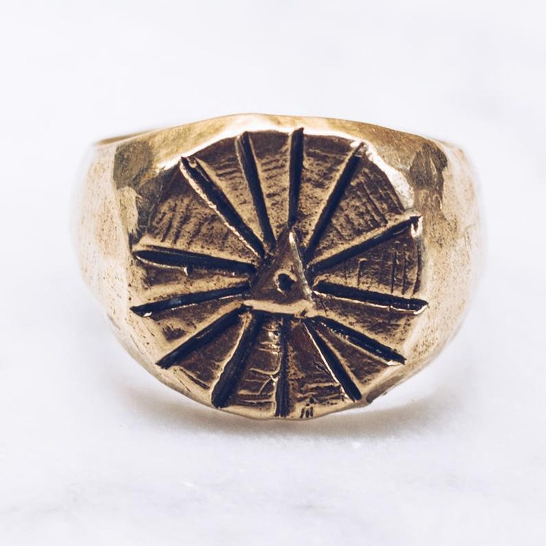 Sunrise Ring Gold | All Seeing Eye Ring, Brass Eye of Providence Ring ...
