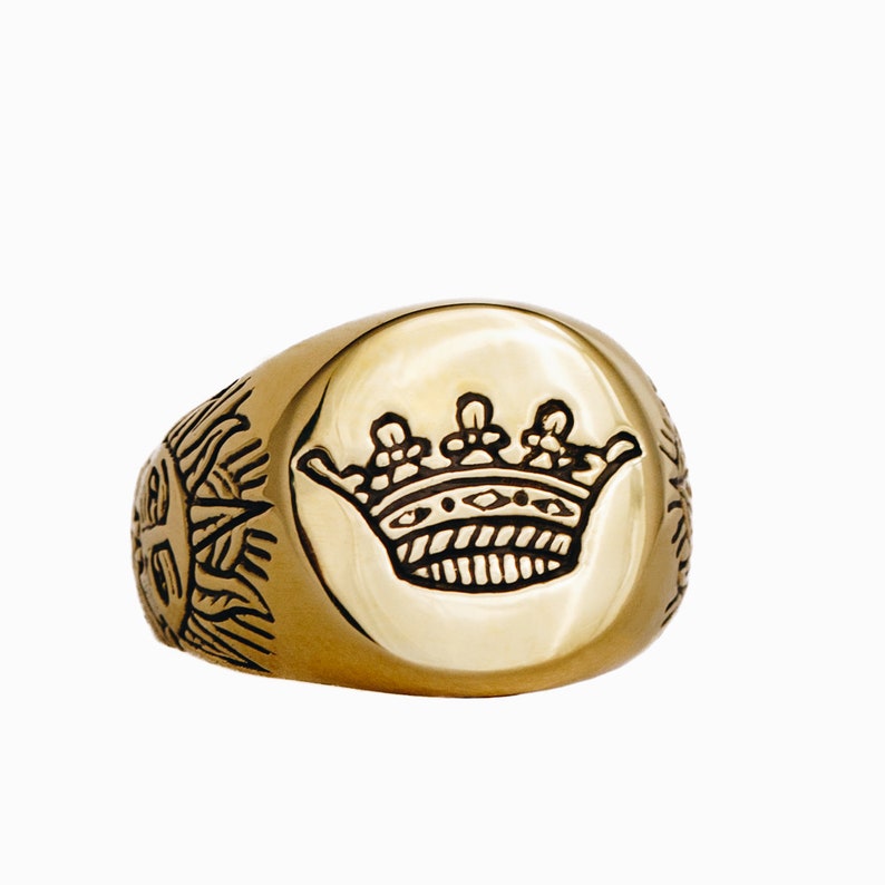 Crown Ring Gold Brass Pinky Ring Sun Rise Ring Ring With | Etsy