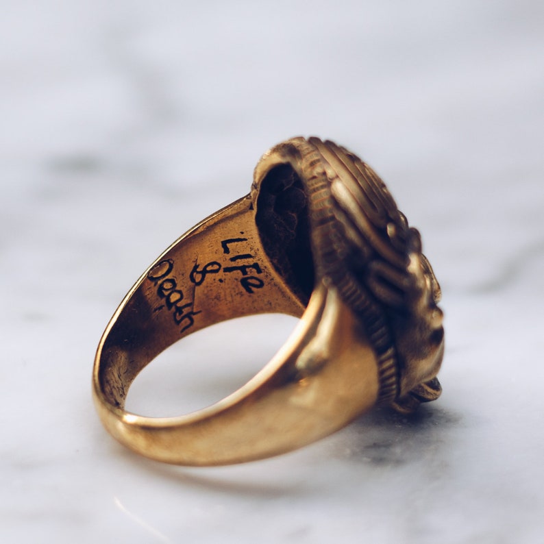 Cool Rings for Men Gold Brass Skull Ring Gold Skull Ring - Etsy