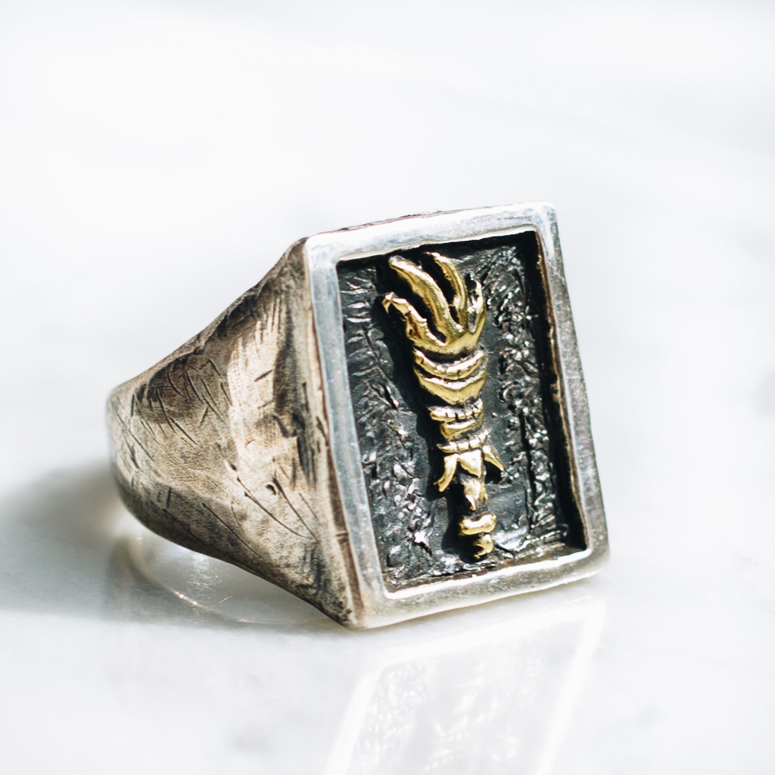 Enlightenment Torch Ring Sterling Silver and Brass Vintage | Etsy