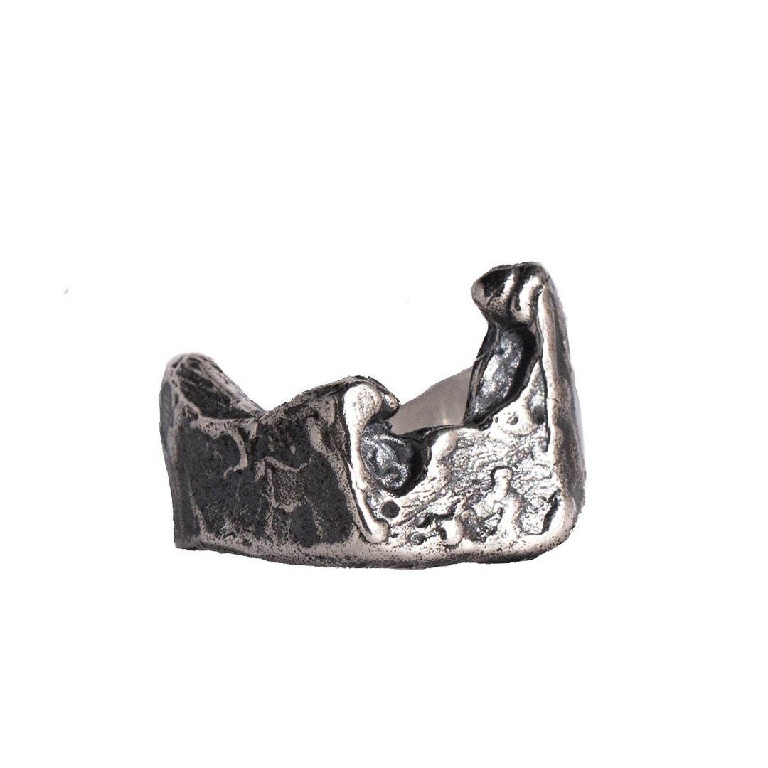 Abstract Art Rings for Men, Women, Cool Mens Silver Ring, Hammered Ring ...