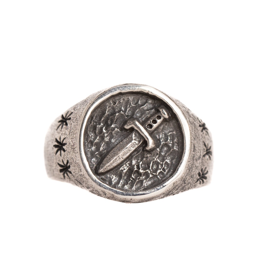 Silver Dagger Ring, Mini Knife Ring, Men's Pinky Ring, Unisex Handcraft ...