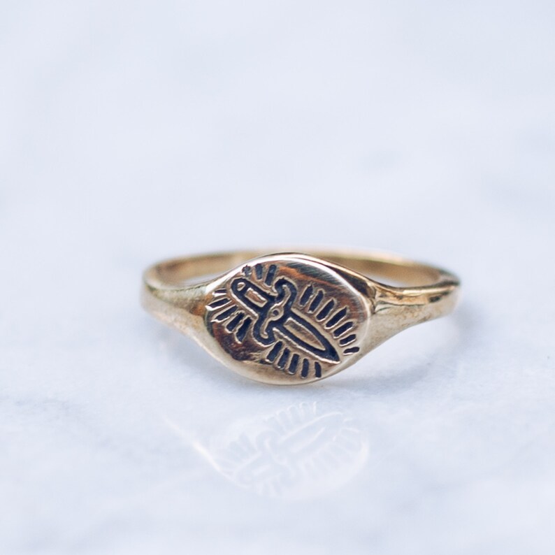 Mini Brass Knife Ring Engraved Dagger Jewelry Pinky Ring - Etsy