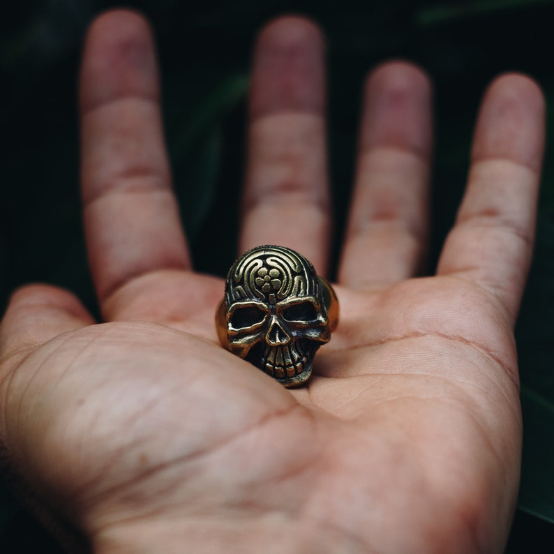 Cool Rings for Men Gold Brass Skull Ring Gold Skull Ring - Etsy