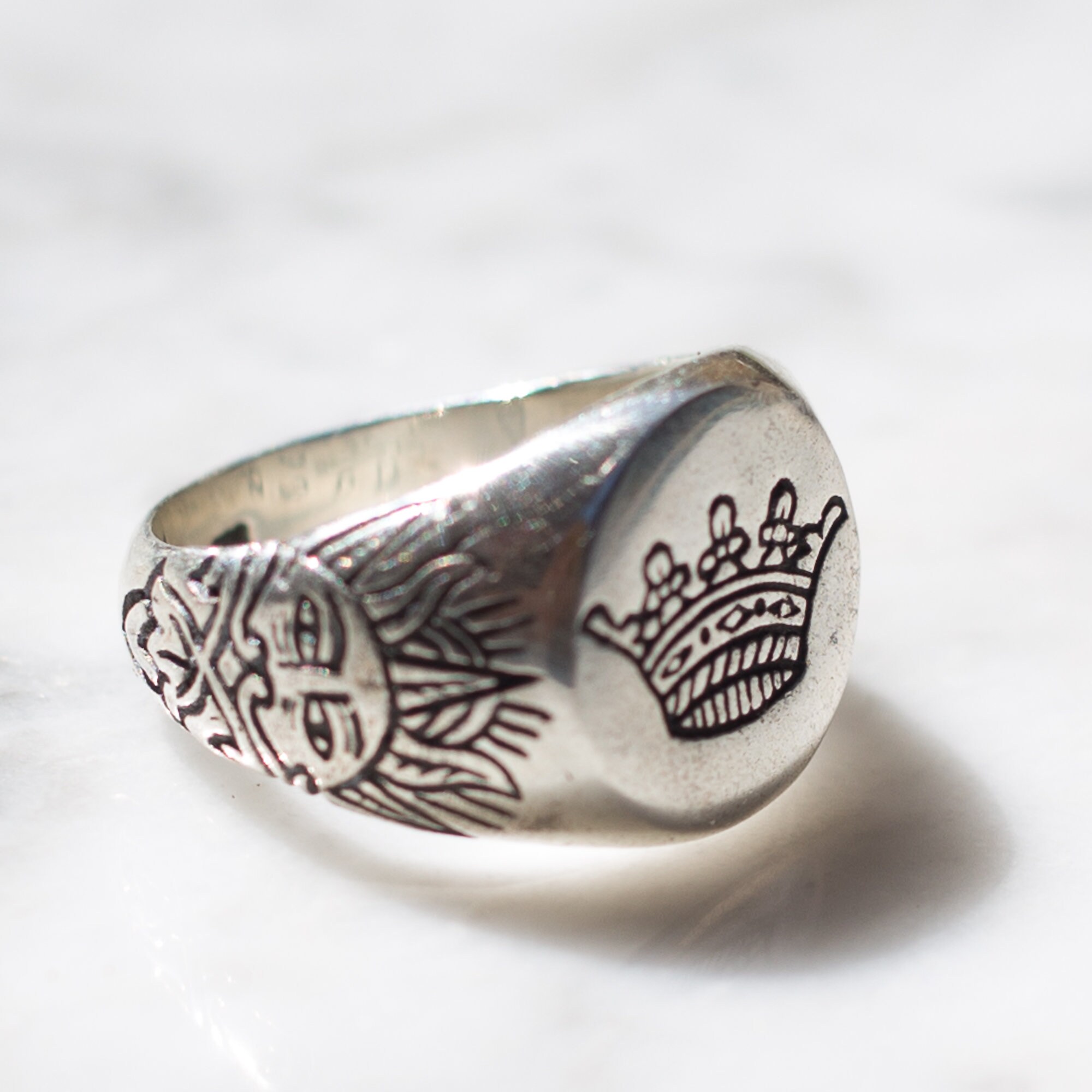 Ring With Crown and Sun Sterling Silver Pinky Ring Sun Rise - Etsy