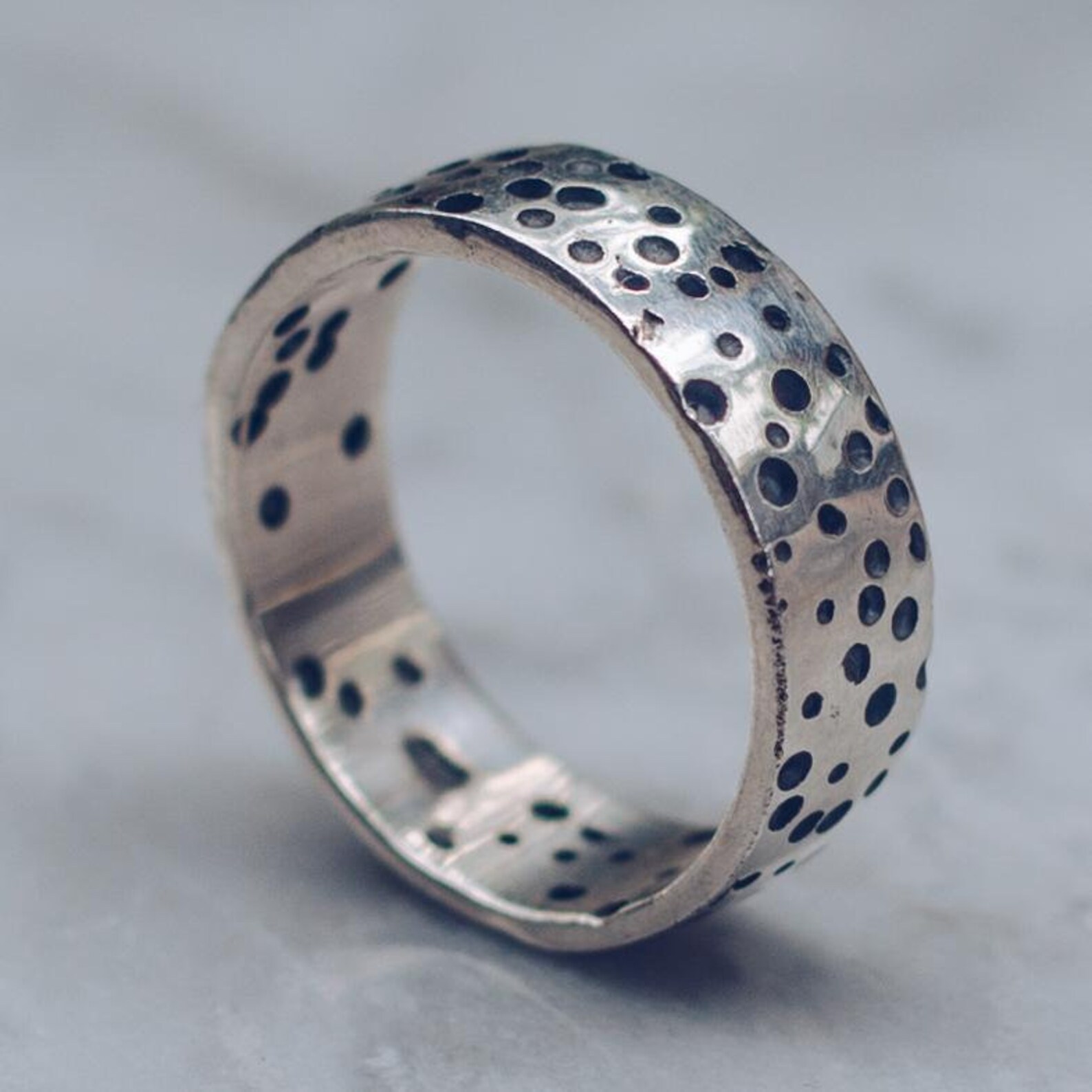 Moon Rock Ring Sterling Silver Band Ring Unique Rings - Etsy