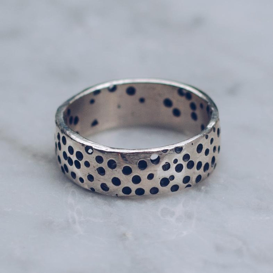 Moon Rock Ring Sterling Silver Band Ring Unique Rings - Etsy