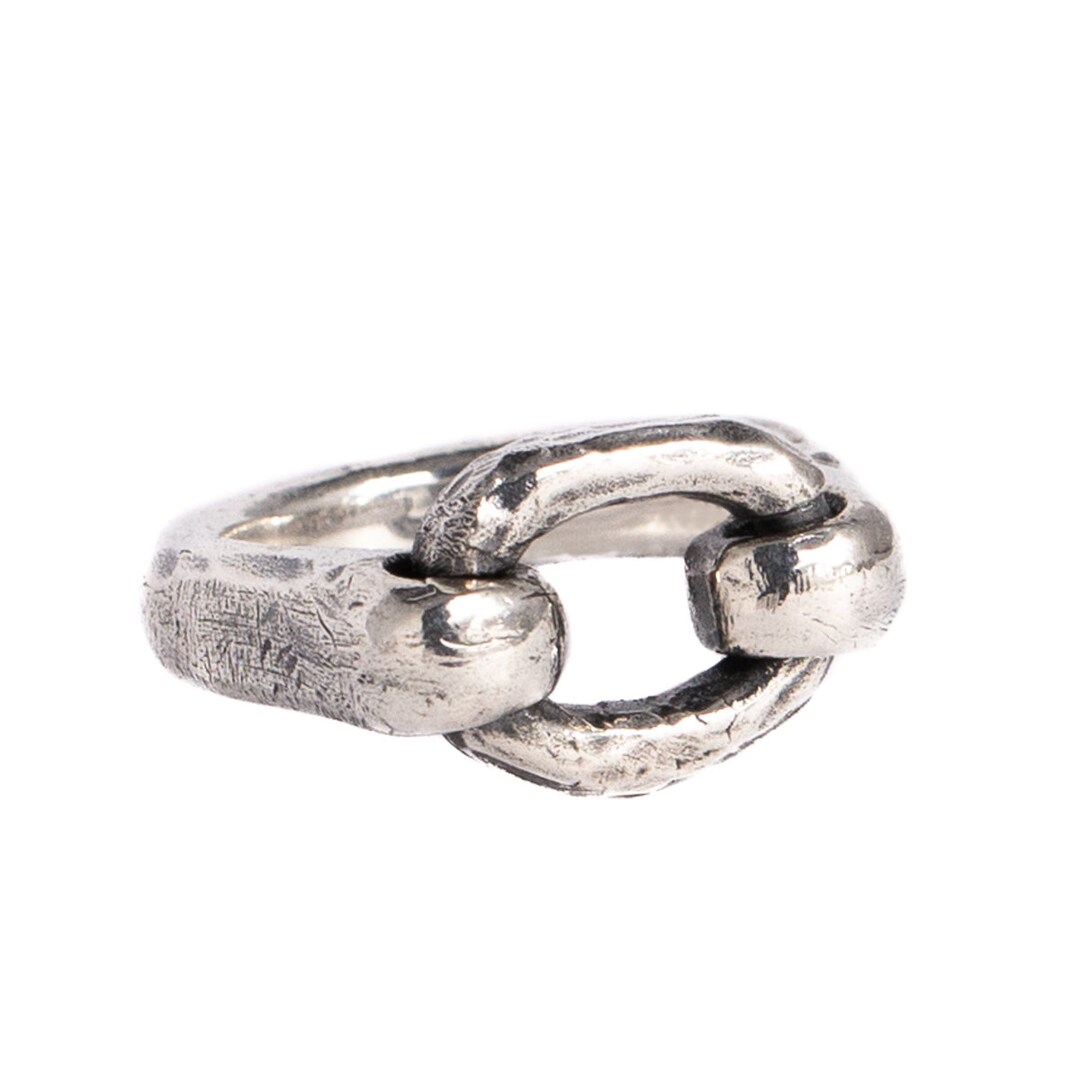 Silver Link Chain Ring Rustic Chain Ring 925 Sterling Silver - Etsy
