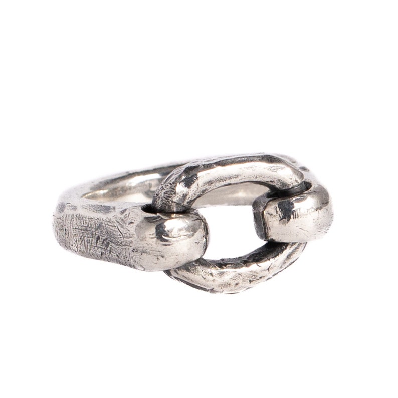Silver Link Chain Ring Rustic Chain Ring 925 Sterling Silver - Etsy