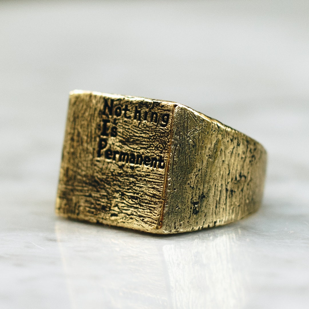 Brass Ring for Men, Esoteric Jewelry, Mens Pinky Ring, Square Ring ...