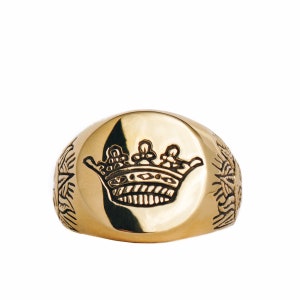 Crown Ring Gold Brass Pinky Ring, Sun Rise Ring, Ring With Crown, Sun ...