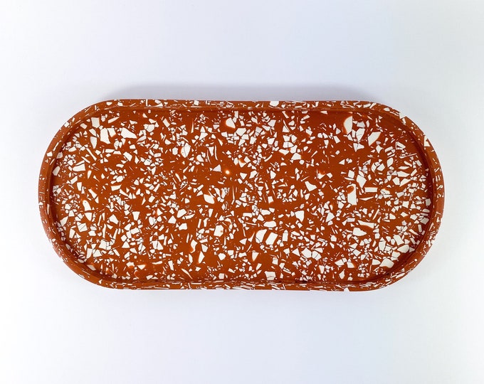 Large Terracotta Terrazzo Oval Tray Display Tray Trinket Dish Jesmonite ...