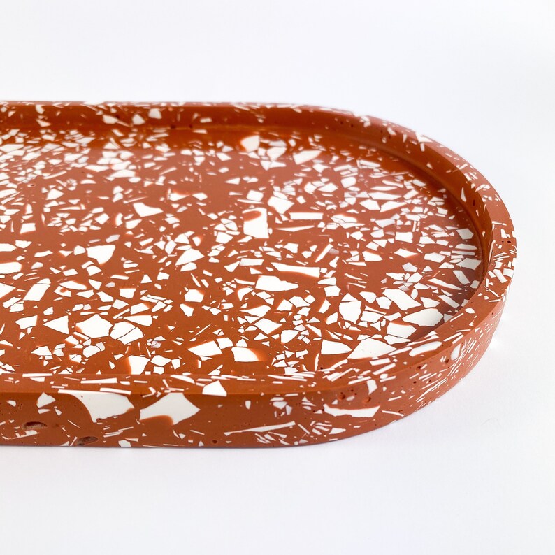 Large Terracotta Terrazzo Oval Tray Display Tray Trinket | Etsy