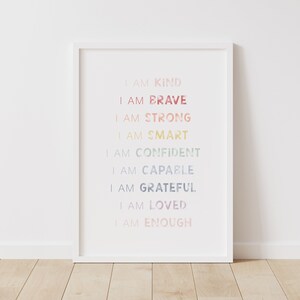 Rainbow Affirmations Print for Kids PRINTABLE Wall Art I Am - Etsy
