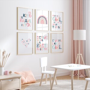 Set of 6 Girls Pink Empowering Prints Printable Inspirational - Etsy