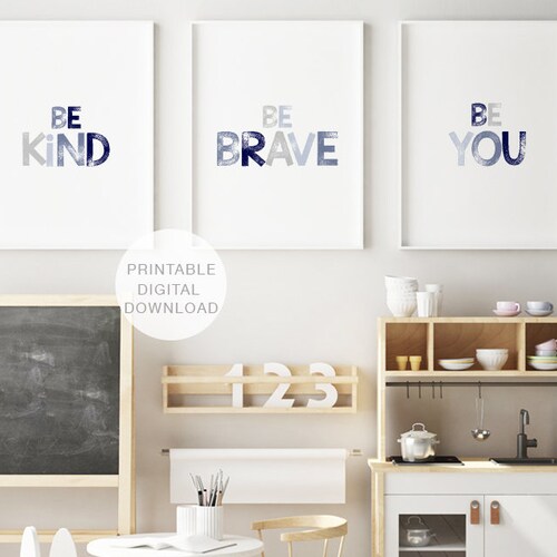 Be Kind Be Brave Be You Print Printable Wall Art Nursery - Etsy