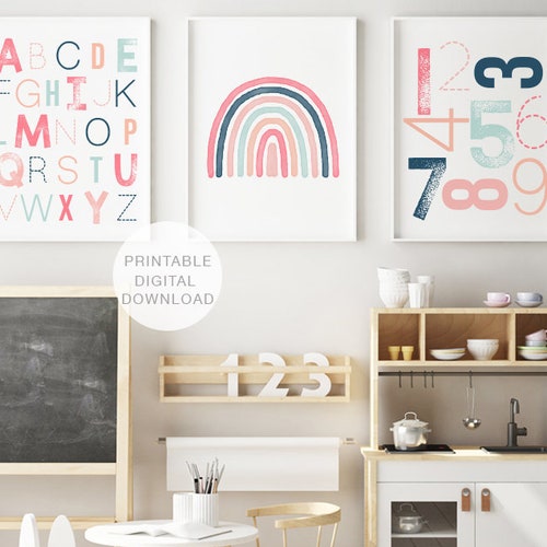 Girls Alphabet Poster Printable Digital Download Cute - Etsy