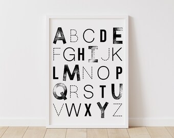 Alphabet Poster Educational Print Download Black Printable - Etsy