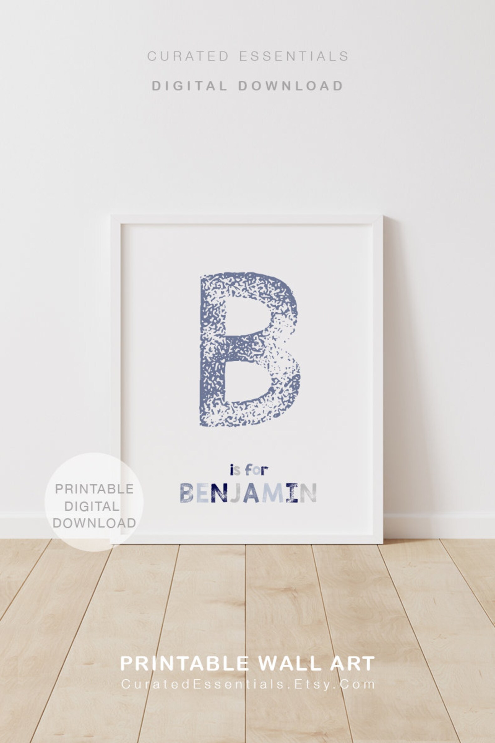 Blue Boys Personalized Name Print Printable Name Art | Etsy