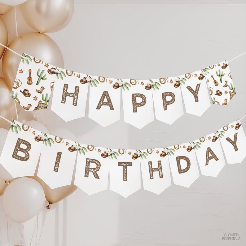 First Rodeo Happy Birthday Banner Cowboy Bunting Western Theme Bunting ...