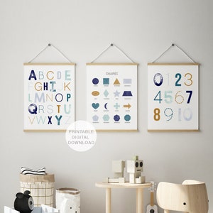 Playroom Wall Decor Educational Posters Set of 3 Prints - Etsy
