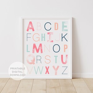 Pink & Navy Set of 2 Prints Alphabet and Numbers Printable - Etsy