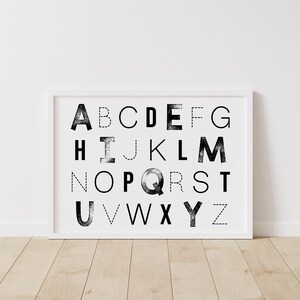 Black and White Alphabet DIGITAL PRINT, Kids Horizontal ABC Print ...
