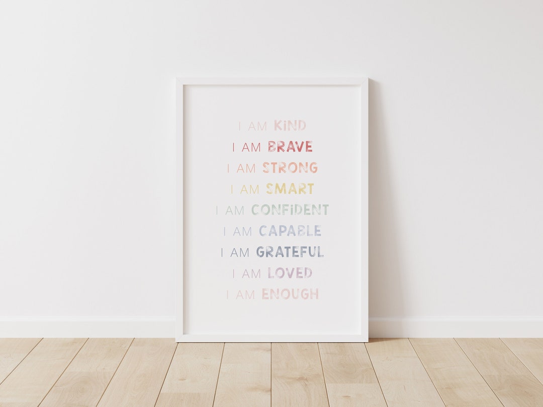 Rainbow Affirmations Print for Kids PRINTABLE Wall Art I Am - Etsy
