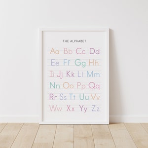 Alphabet Poster, Rainbow Handwriting Chart, Printable Educational Wall ...