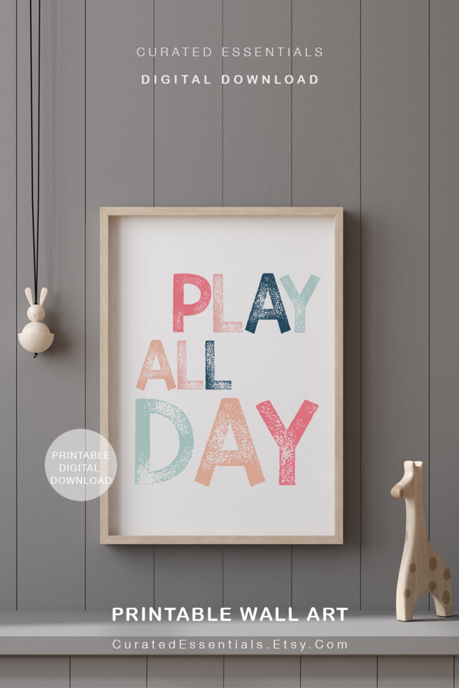 Play All Day Print Playroom Decor Printable Wall Art | Etsy
