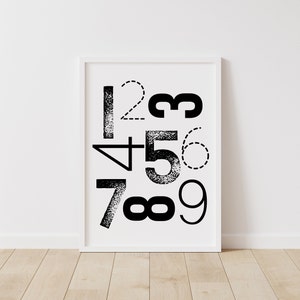 Set of 2 Prints, Alphabet and Numbers Printable, Neutral Nursery Decor ...