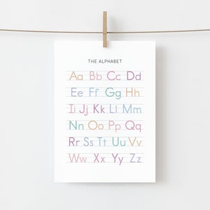 Alphabet Poster, Rainbow Handwriting Chart, Printable Educational Wall ...