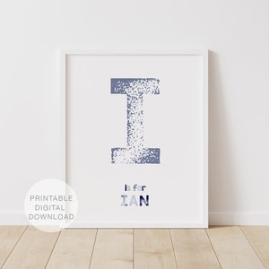 Blue Boys Personalized Name Print, Printable Name Art, Printable Wall ...