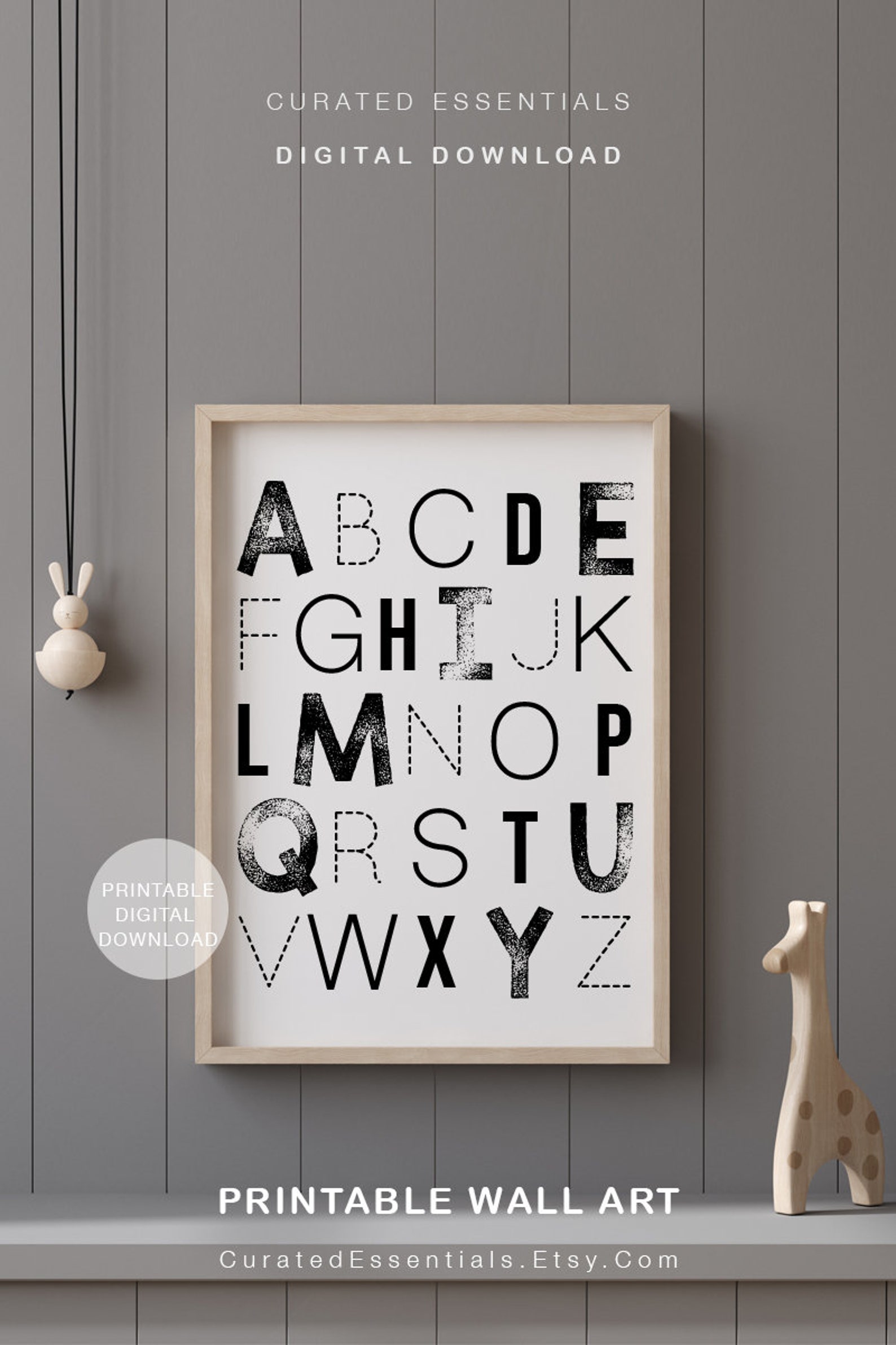 Black and White Alphabet Poster Monochrome Alphabet - Etsy