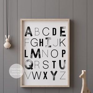 Black and White Alphabet Poster Monochrome Alphabet - Etsy