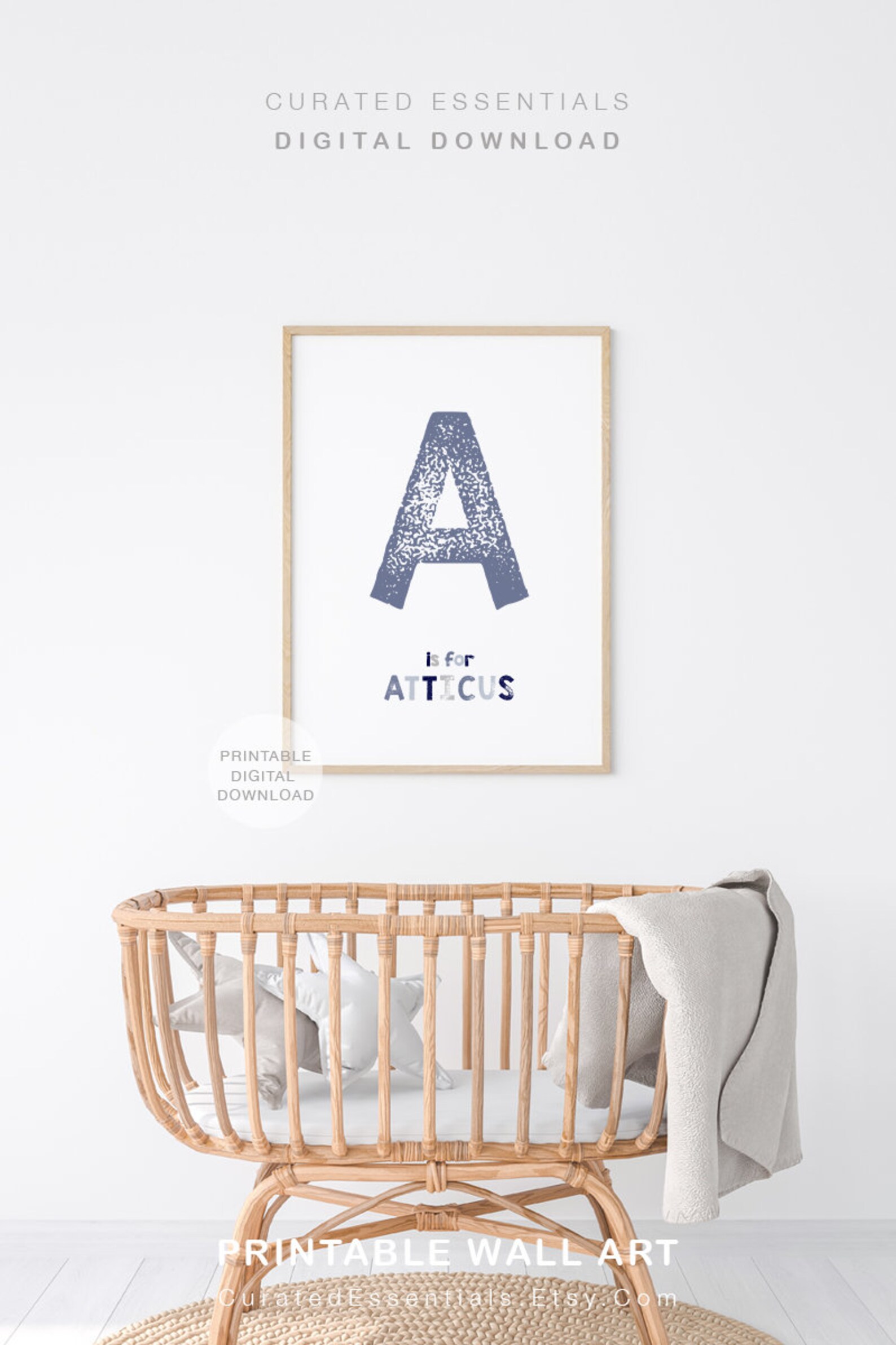 Blue Boys Personalized Name Print Printable Name Art | Etsy