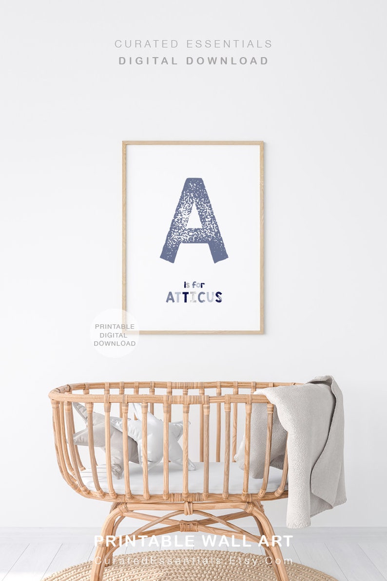 Blue Boys Personalized Name Print Printable Name Art | Etsy