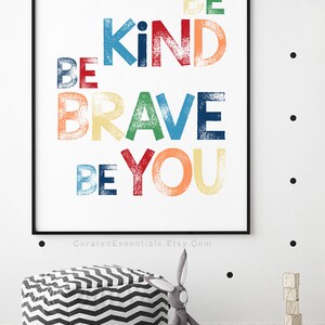 Rainbow Be Kind Be Brave Be You Print, Printable Wall Art, Boys Room ...