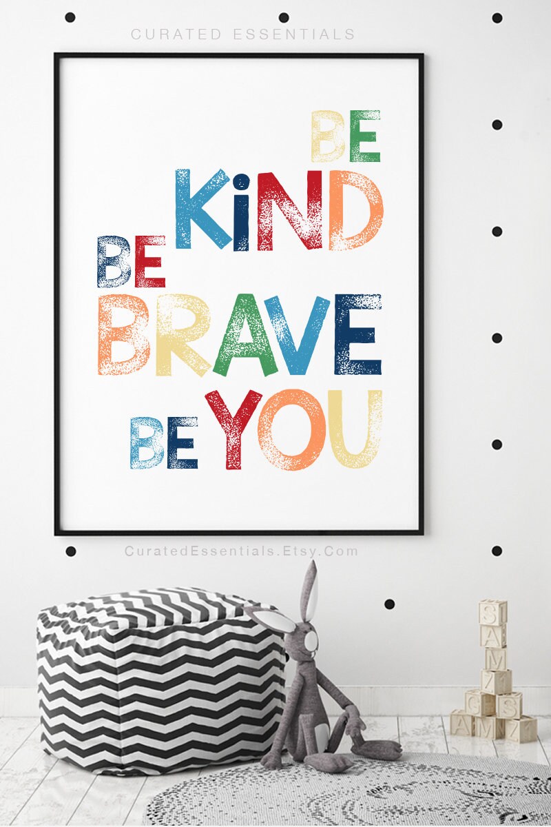 Rainbow Be Kind Be Brave Be You Print Printable Wall Art | Etsy