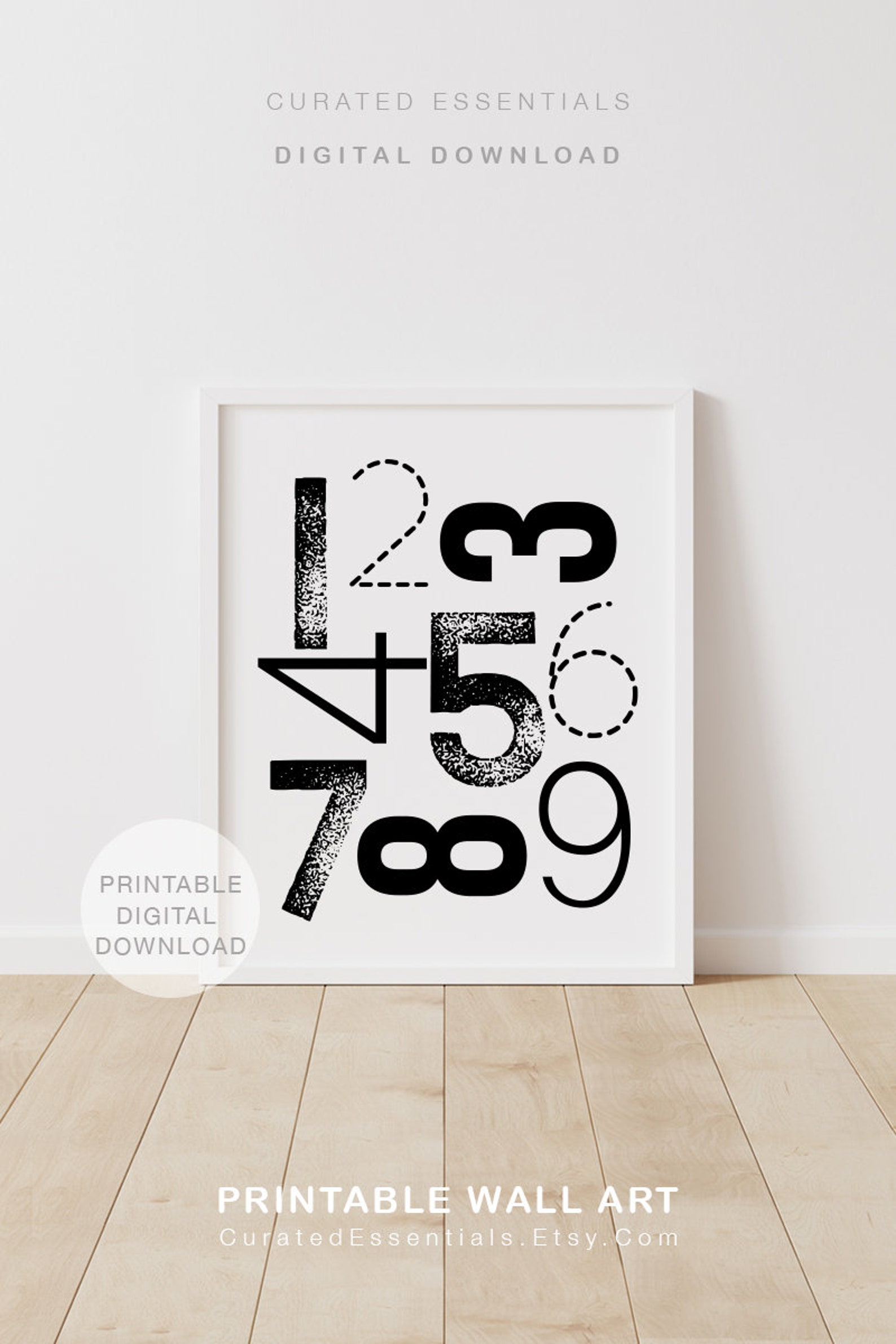 Set of 2 Prints Alphabet and Numbers Printable Neutral | Etsy