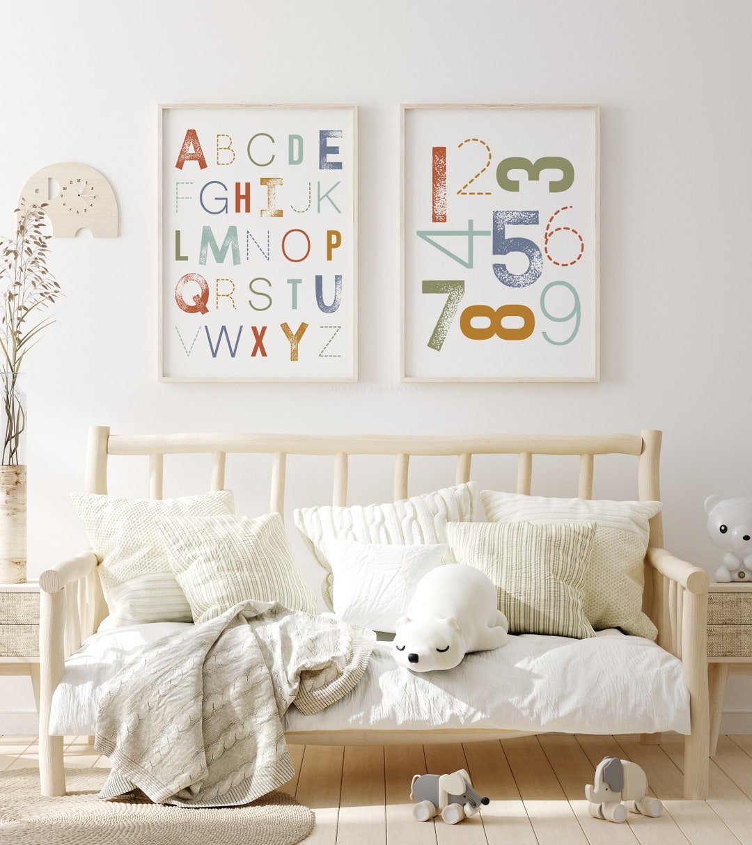 Earthy Neutral Alphabet and Numbers Set of 2 Prints PRINTABLE - Etsy